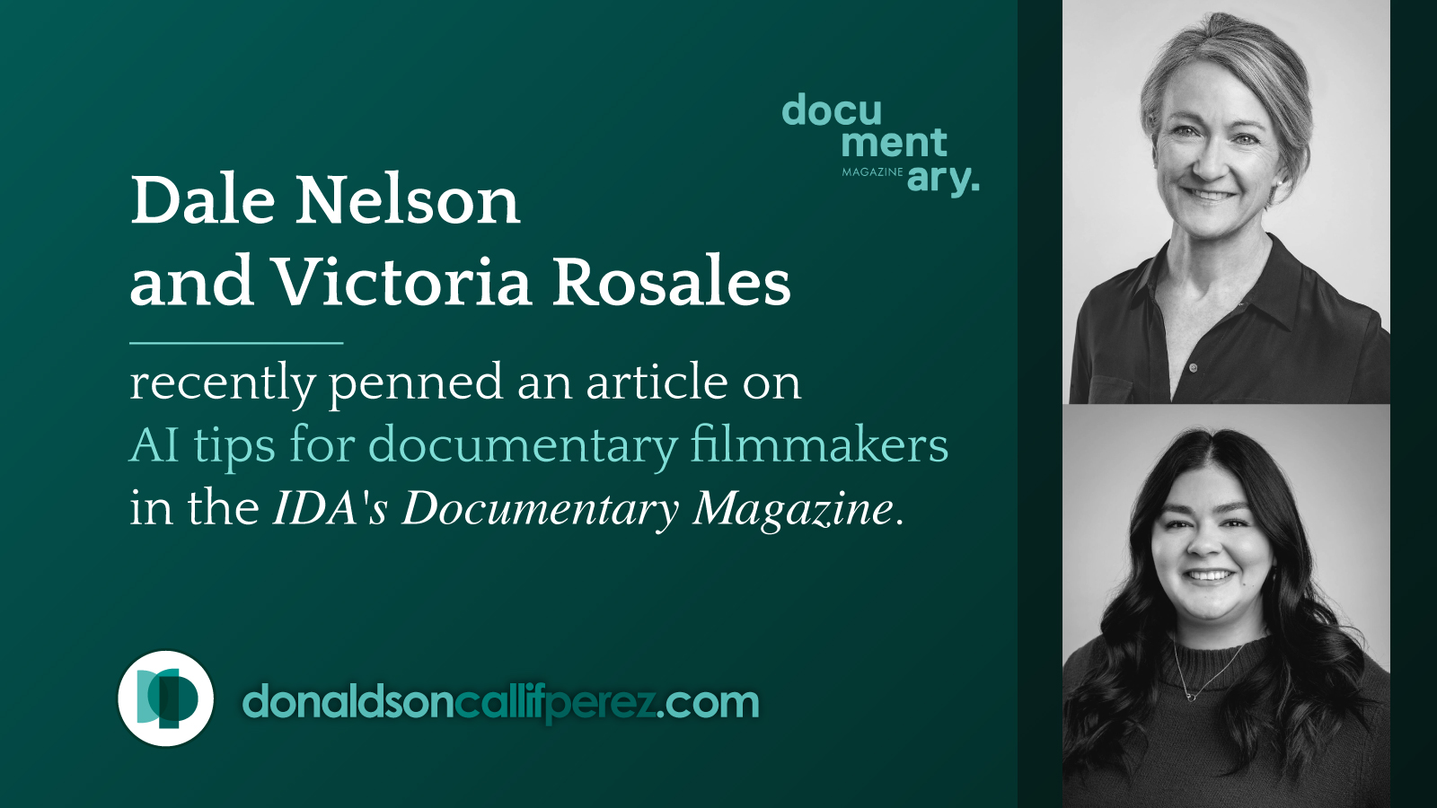 Dale Nelson and Victoria Rosales Pen Article on AI Tips for Documentary ...